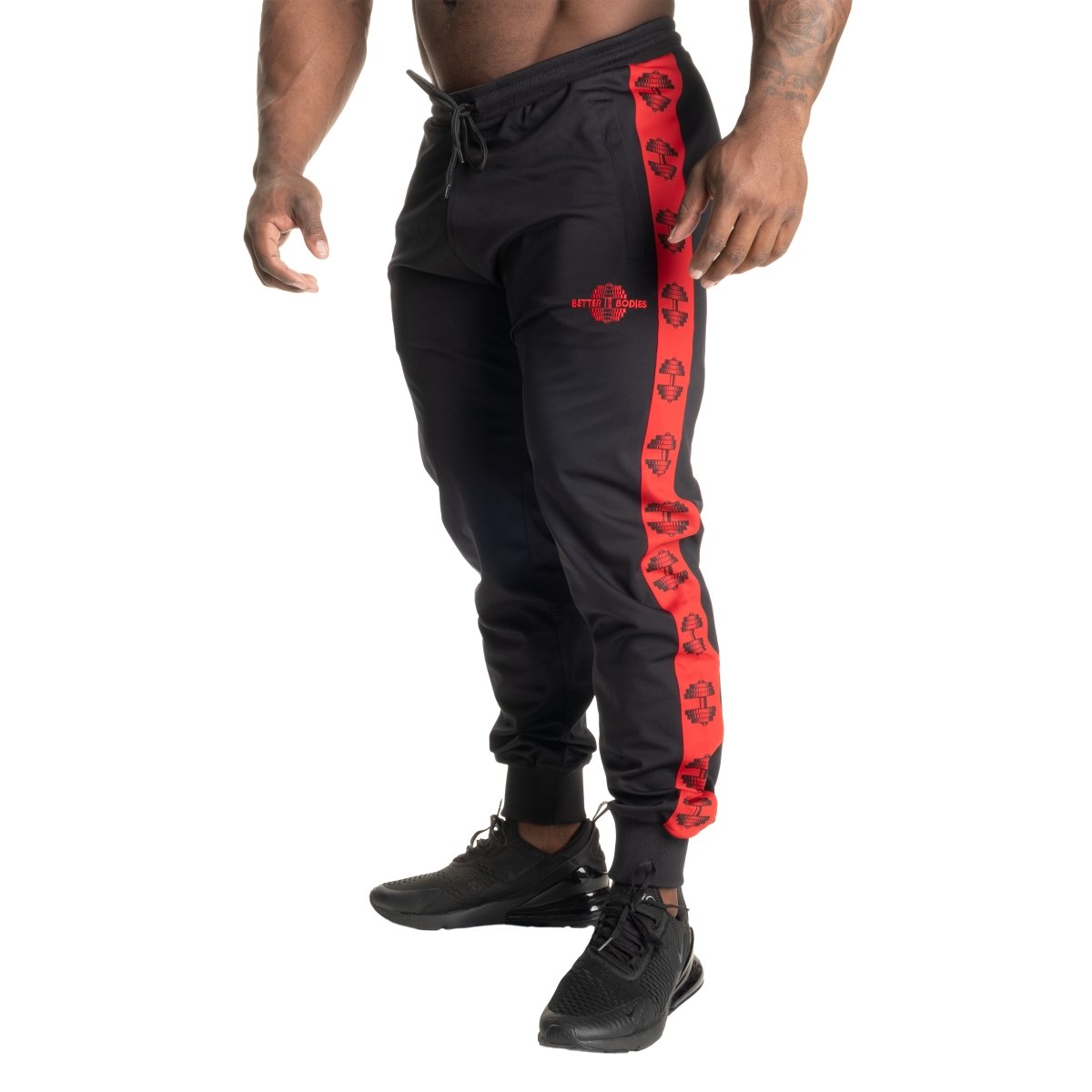 Better Bodies Bronx Track Pants - Black/Red - Urban Gym Wear