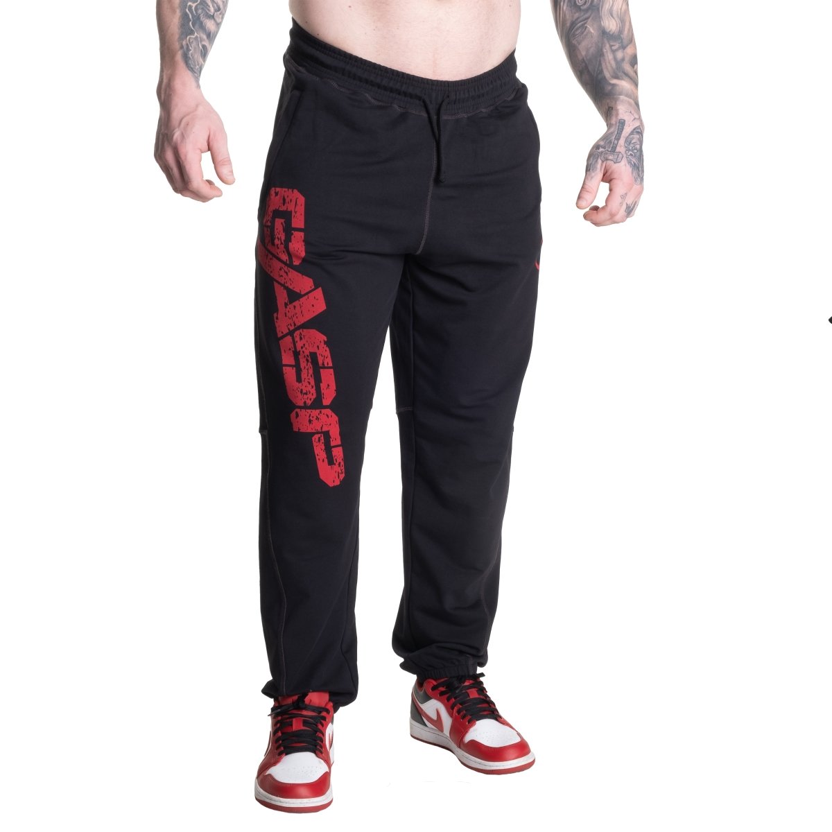 GASP Vintage Sweatpants - Black/Red - Urban Gym Wear